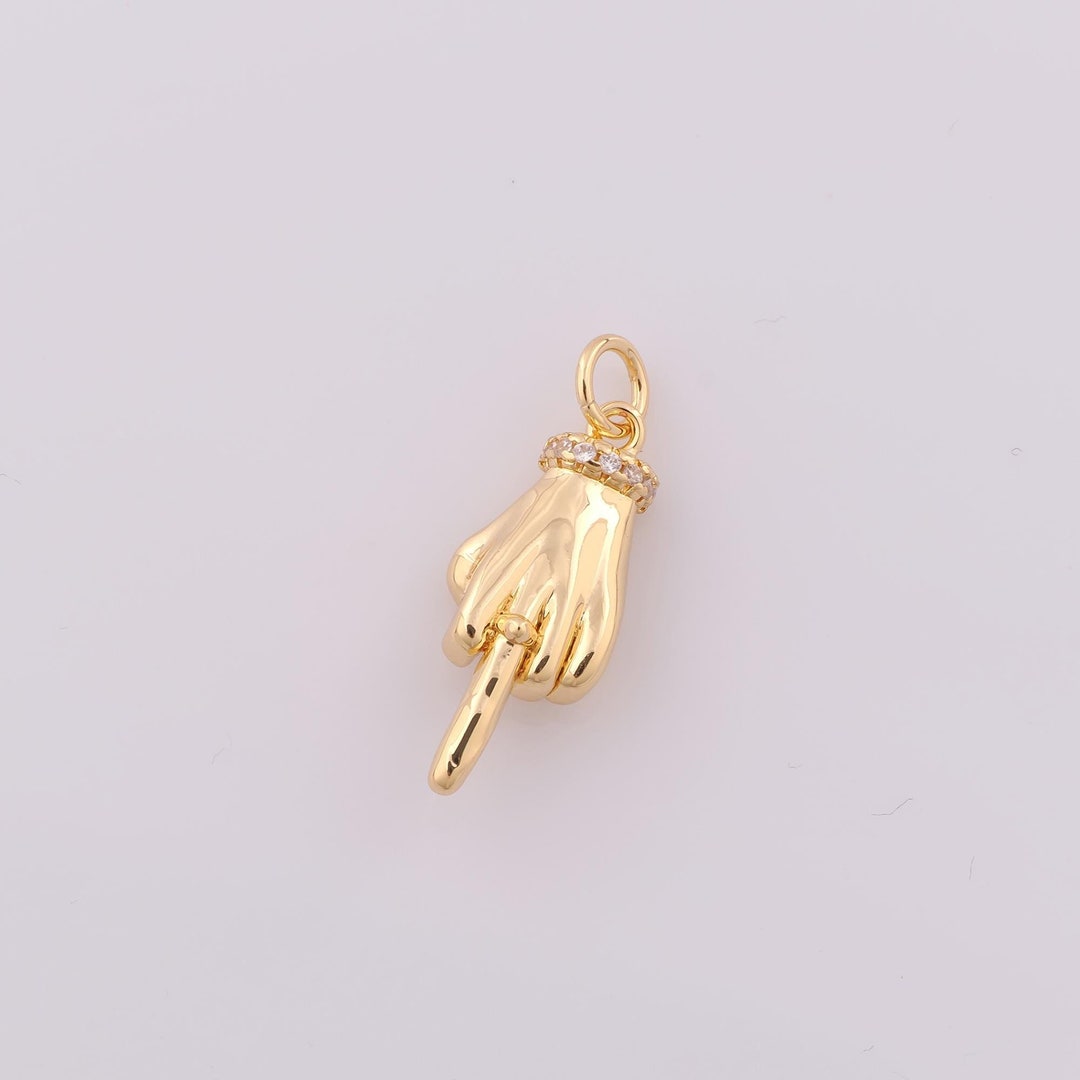 1 Pcs Gold Hand Pendant,18k Gold Filled CZ Gesture Charm,hand Charm DIY ...