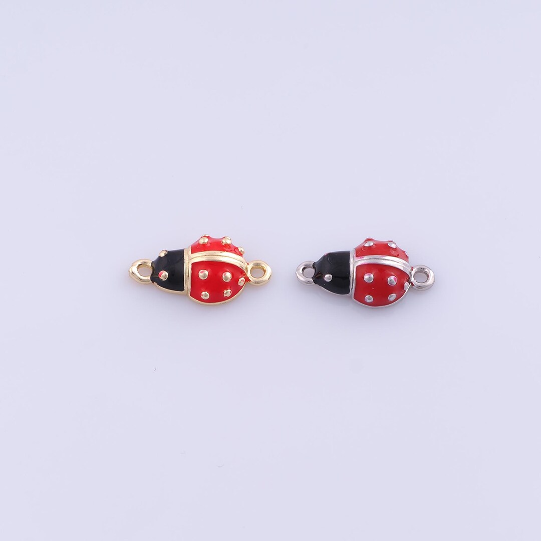 1 Pcs Gold Enamel Ladybug Connector,18k Gold Filled Insect Connector ...