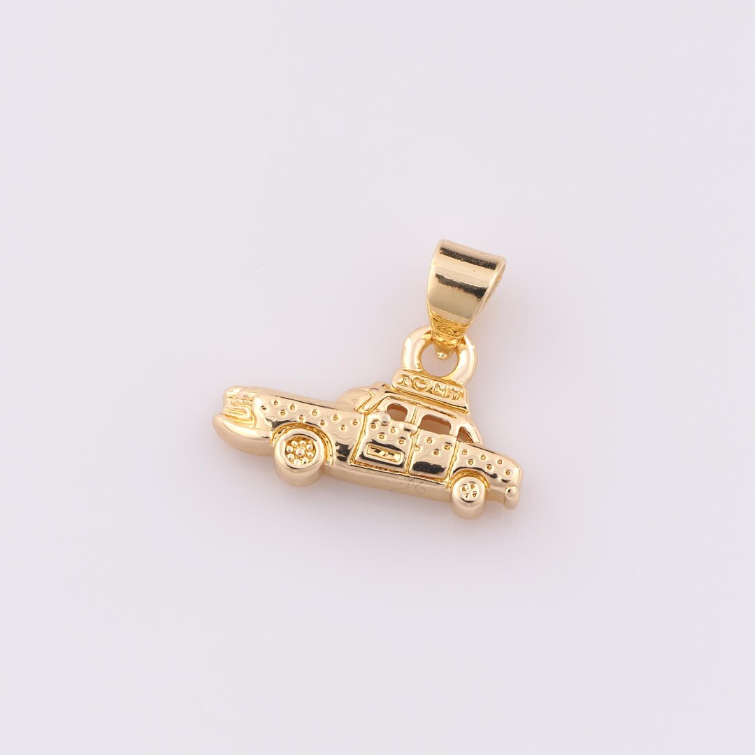 1 Pcs Gold Taxi Pendant,18k Gold Filled Taxi Charm,taxi Charm DIY ...