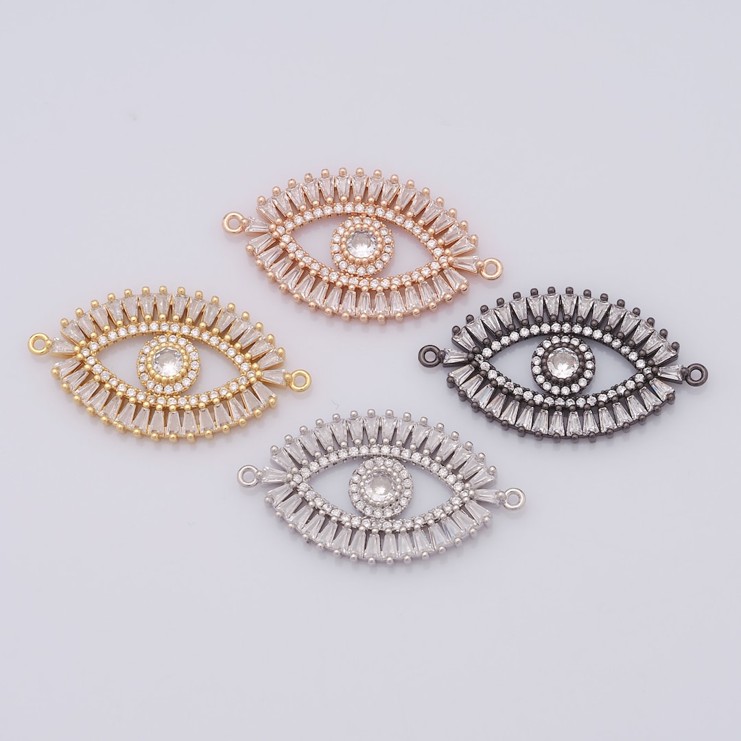 1 Pcs Gold Evil Eye Connector,18k Gold Filled CZ Eye Connector,eye ...