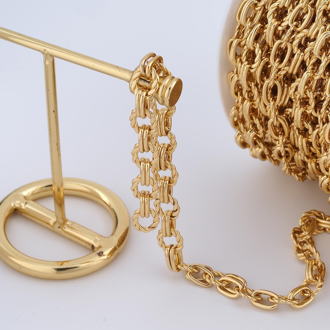 1 Meter Gold Round Chain, 18K Gold Filled Semi Finished Chain,twist ...