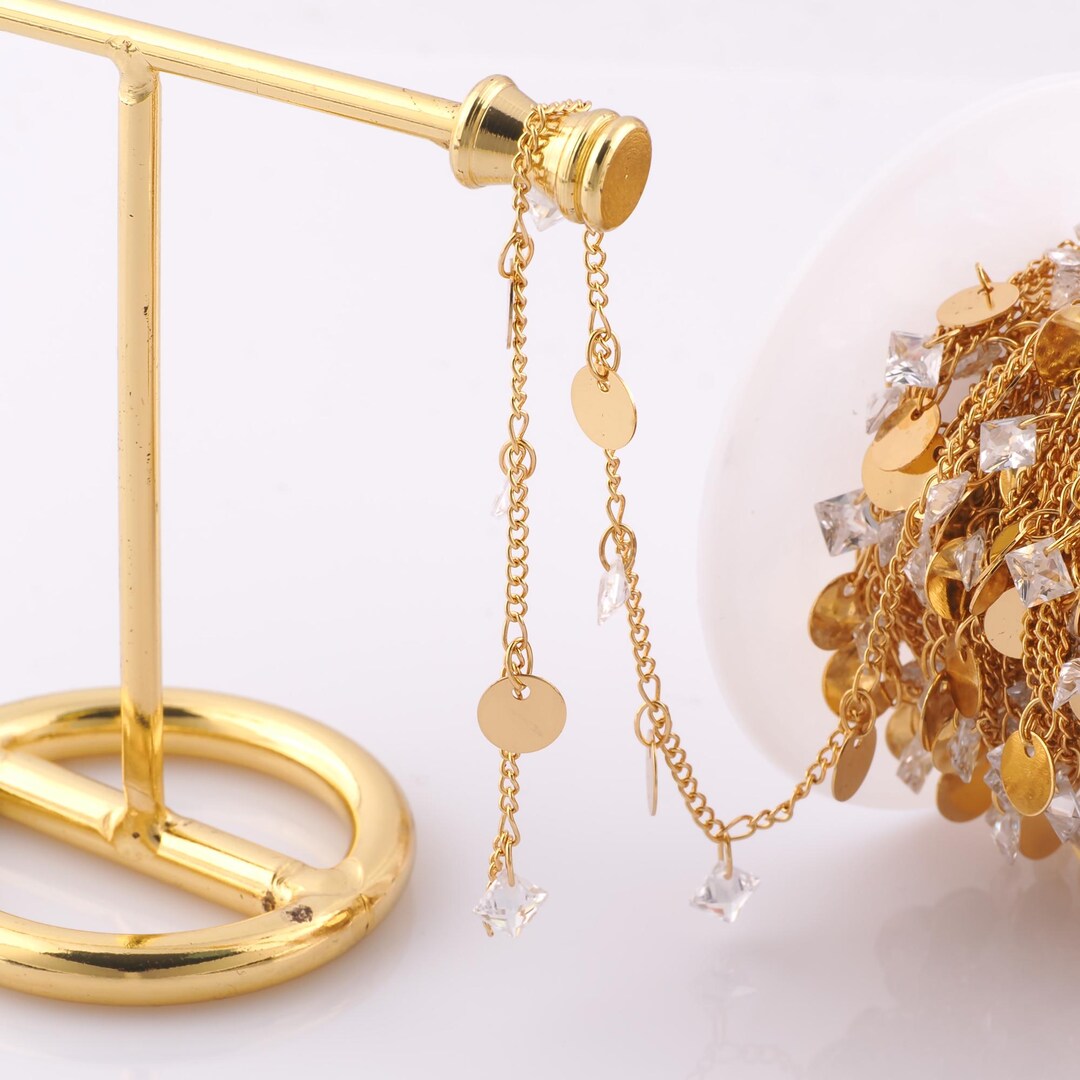 1 Meter Gold Round Chain, 18K Gold Filled Semi Finished Chain ...