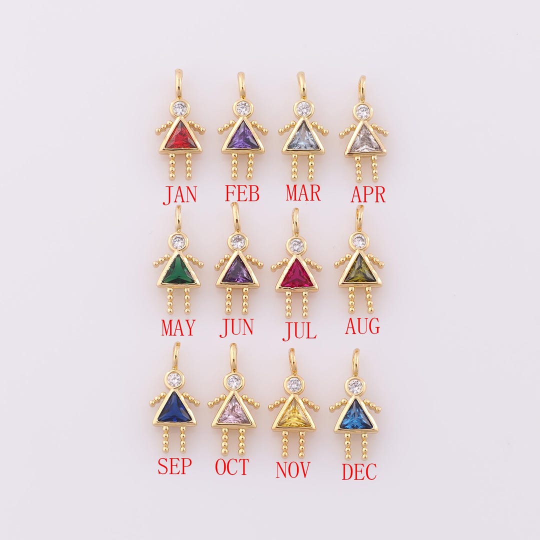 1 Pcs Gold CZ Birthstone Pendant,18k Gold Filled Girl Charms,month ...