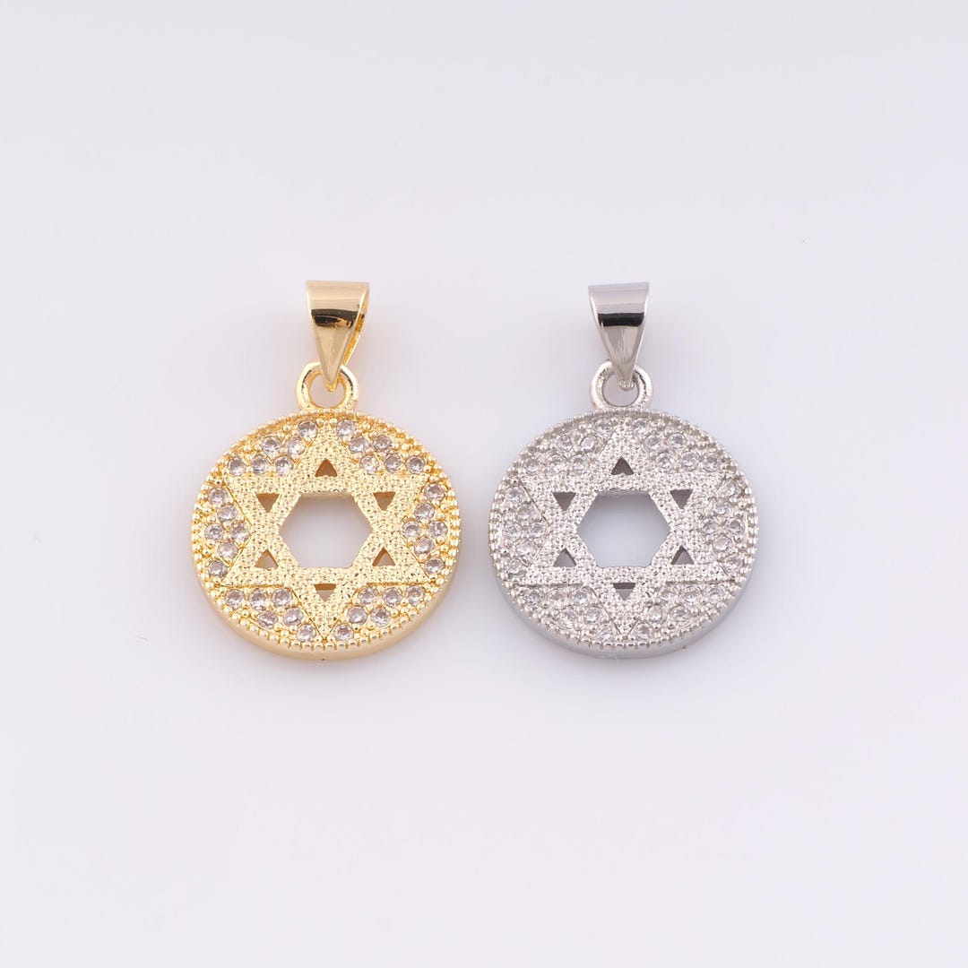 Gold CZ Hexagram Pendant,18k Gold Filled Star Charm,hexagram Charms,diy ...