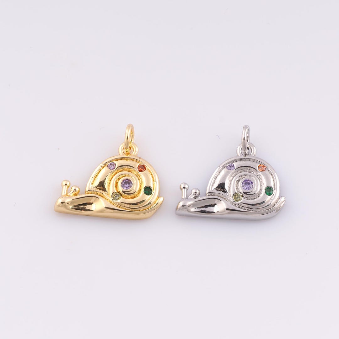 1 Pcs Gold CZ Snail Pendant,18k Gold Filled Mollusk Charm,snail Charms ...