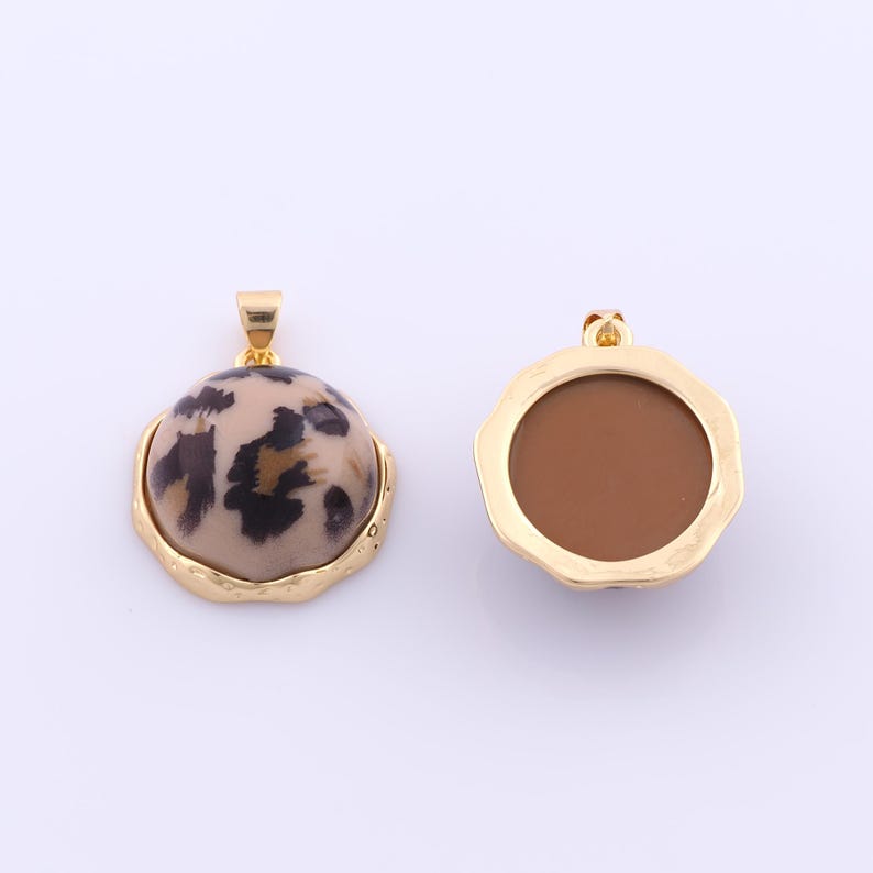1 Pcs Gold Acrylic Round Pendant,18k Gold Filled Round Charm,round ...