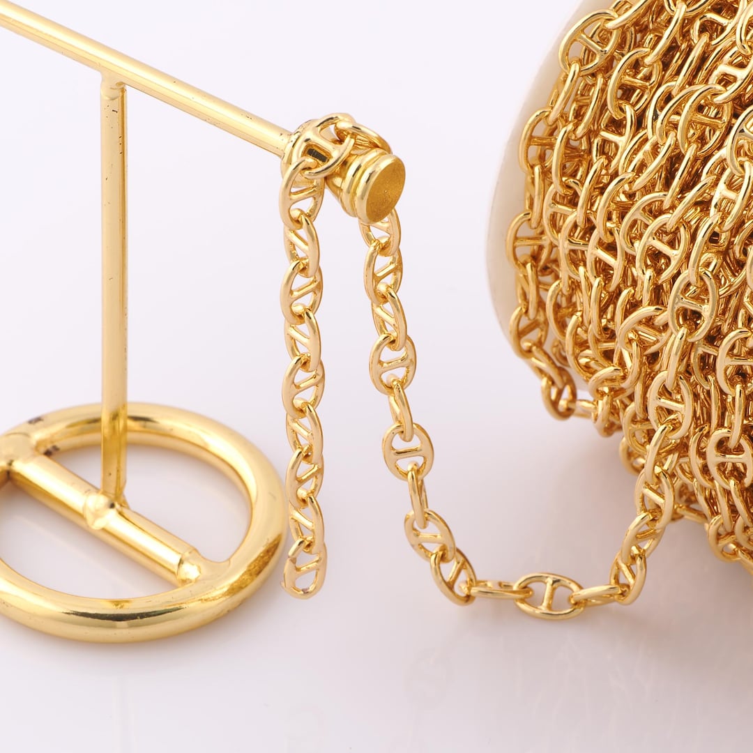 1 Meter Gold Pig Nose Chain, 18K Gold Filled Semi Finished Chain ...