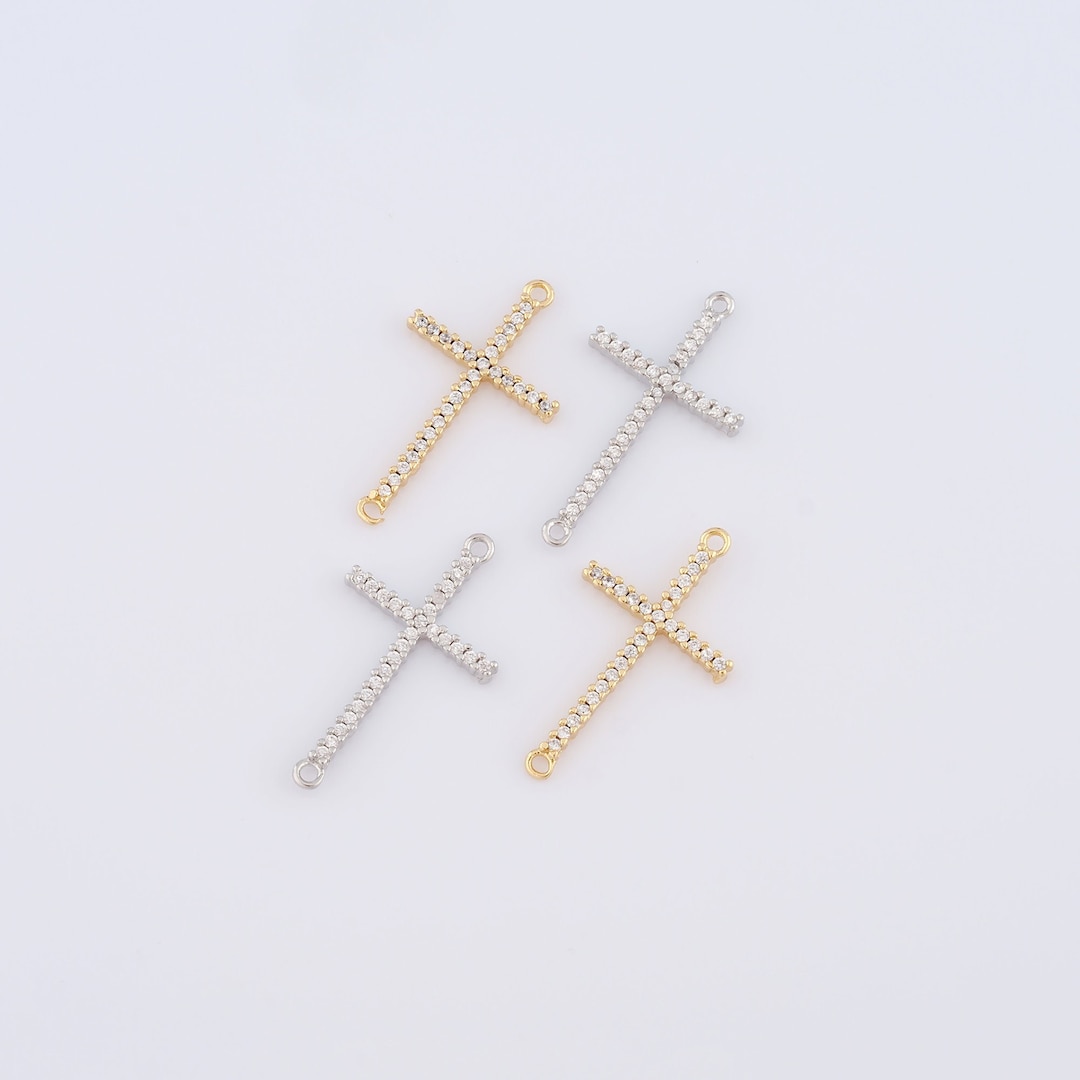 1 Pcs Gold CZ Cross Connector,18k Gold Filled Religion Connector ...