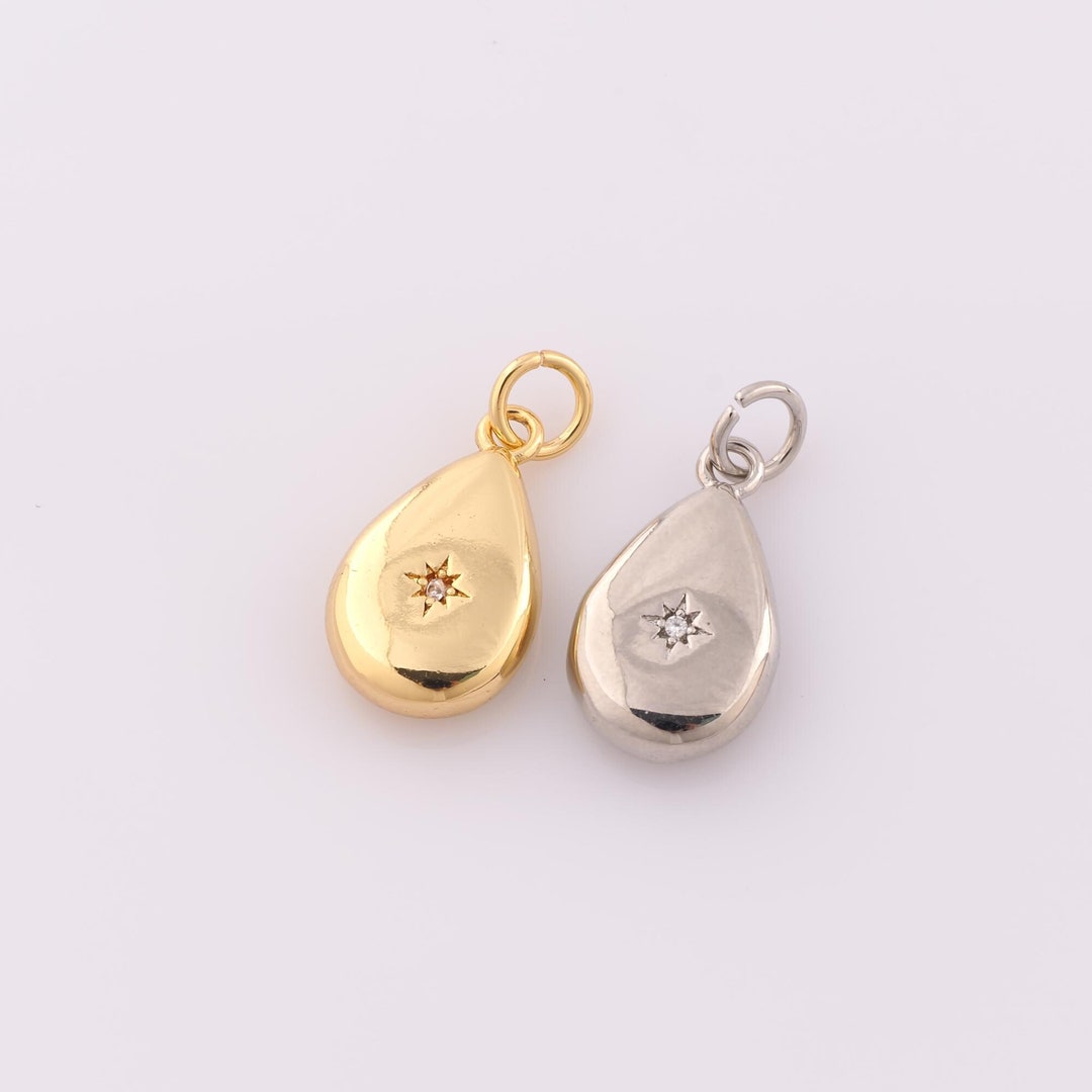 1 Pcs Gold Water Drop Pendant,18k Gold Filled Water Drop Charm,star ...
