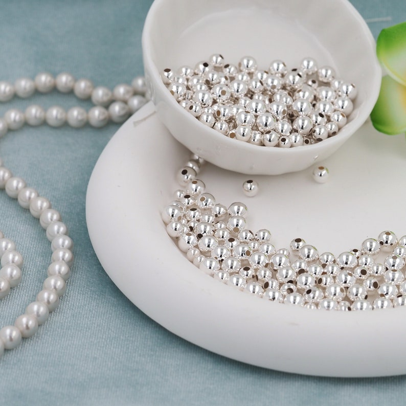 Sterling Silver Round Beads,925 Sterling Silver Seamless Beads,silver ...