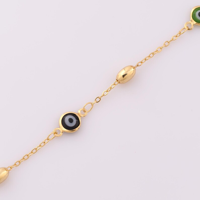 1 Meter Gold Evil Eye Chain, 18K Gold Filled Semi Finished Chain ...
