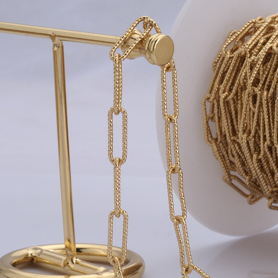 Gold Paper Clip Chain, 18K Gold Filled Semi Finished Chain, Specialty ...
