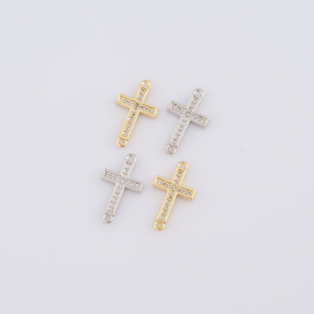 1 Pcs Gold Cross Connector,18k Gold Filled Religion Connector,cz ...