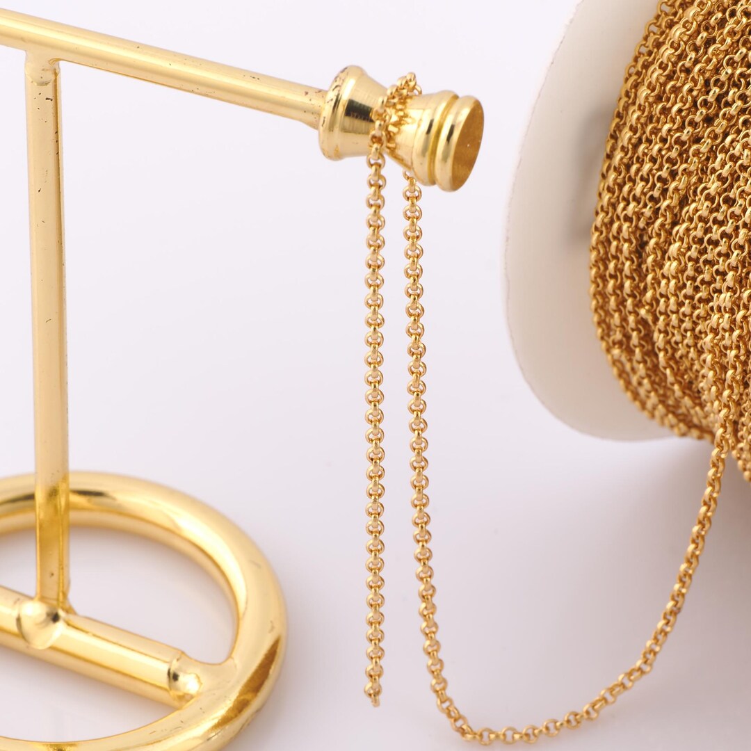 1 Meter Gold Rolo Chain, 18K Gold Filled Semi Finished Chain, Specialty ...