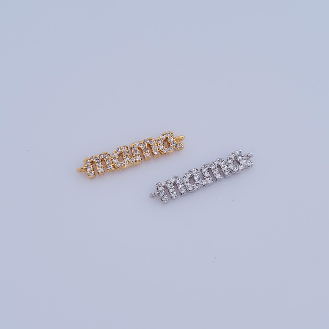 1 Pcs Gold MAMA Connector,18k Gold Filled CZ Letter Connector,letter ...