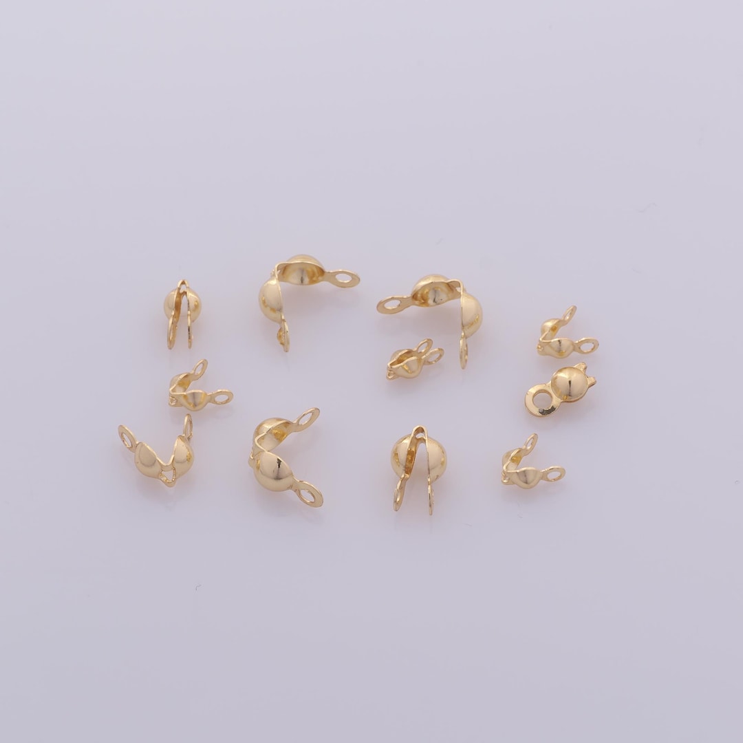 50 Pcs 18K Gold Filled Clamshell Calotte Bead Tip End Cap Knot Cover ...