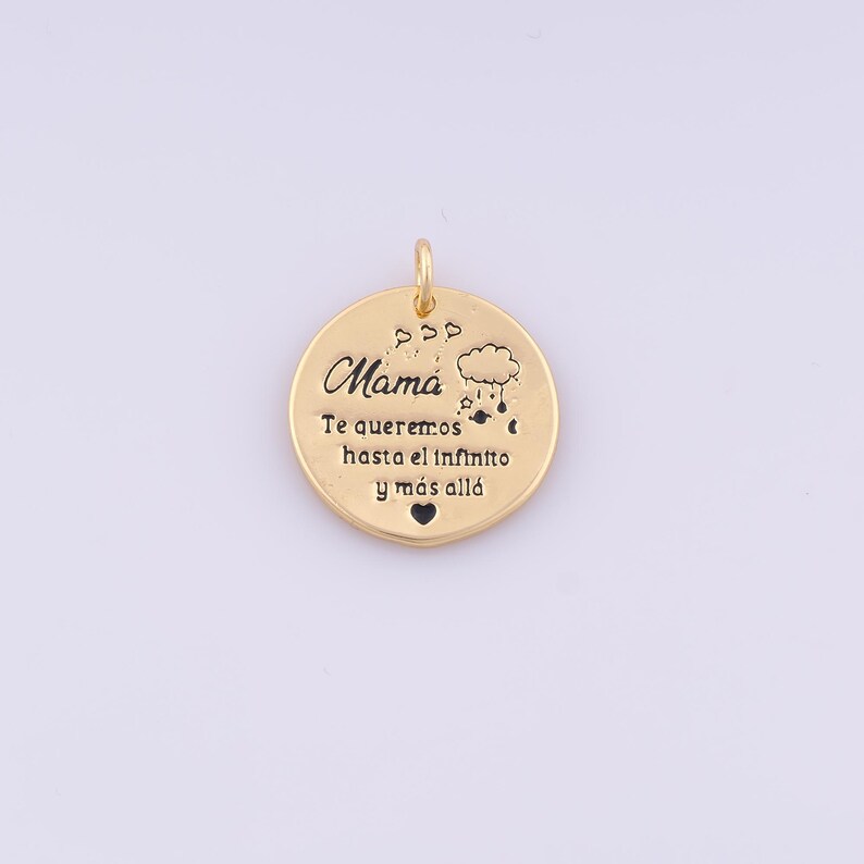 1 Pcs Gold Round Medal Pendant,18k Gold Filled Disc Charm,mother's Day ...