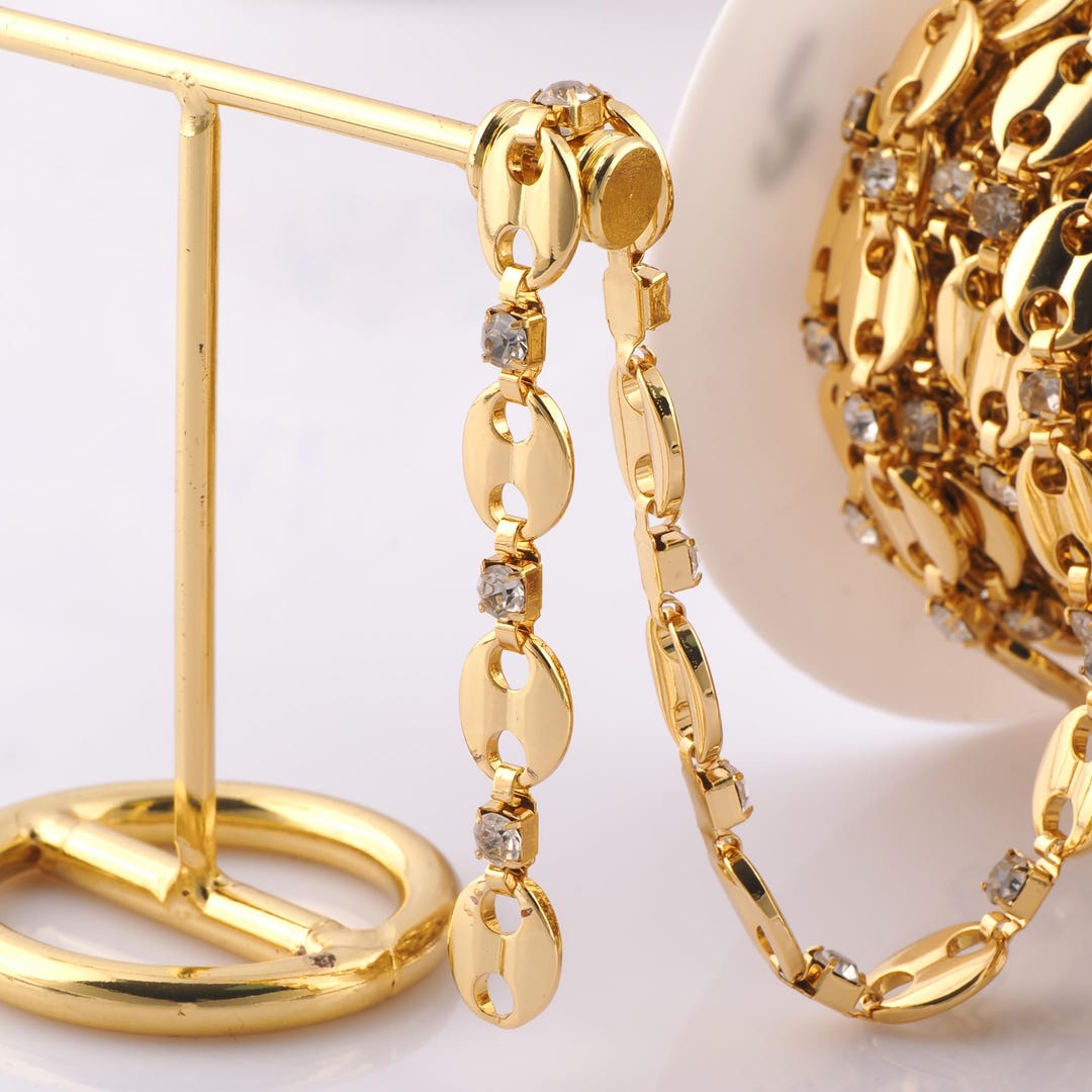 1 Meter Gold Pig Nose Chain, 18K Gold Filled Semi Finished Chain ...