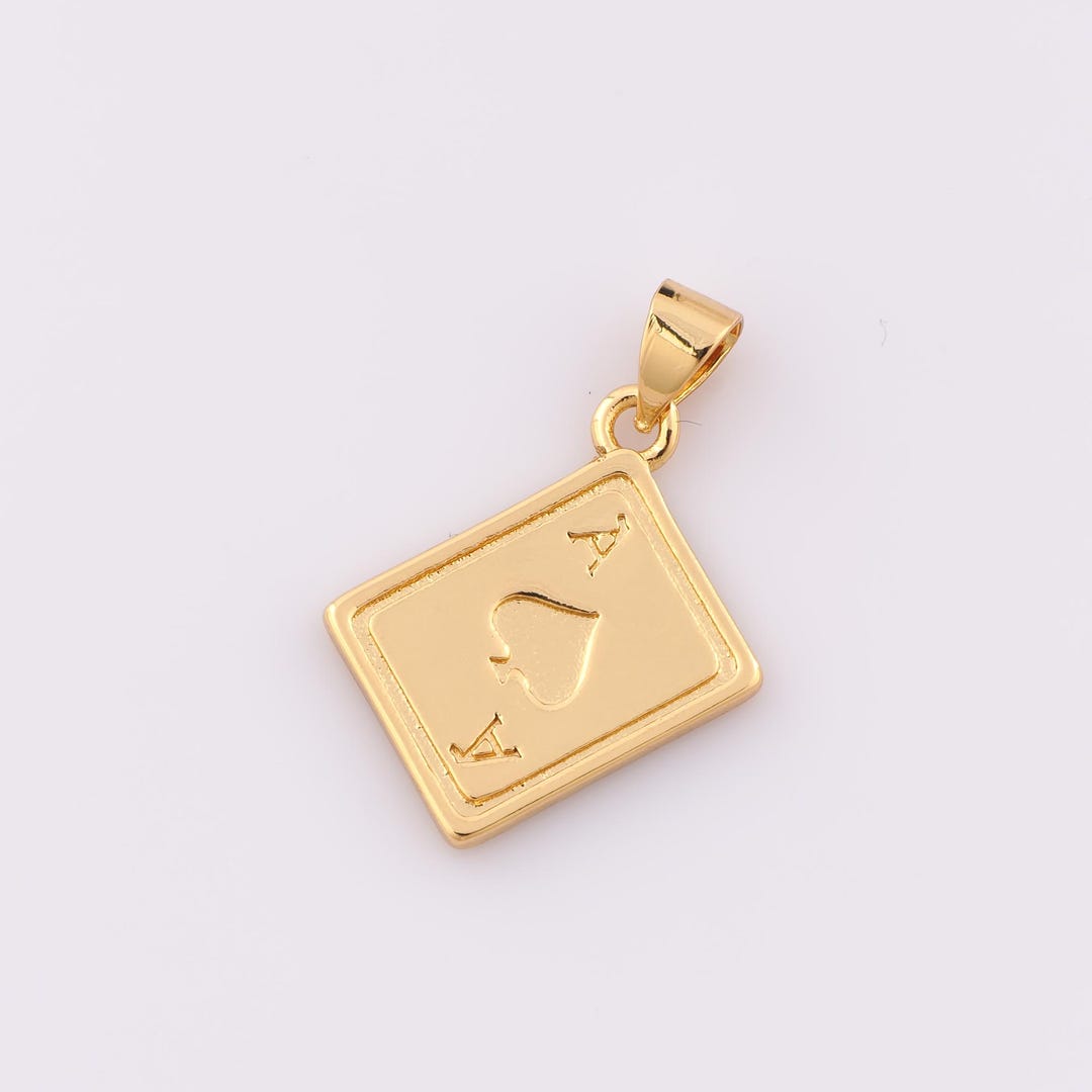 1 Pcs Gold Playing Card Pendant,18k Gold Filled Playing Card Charm ...