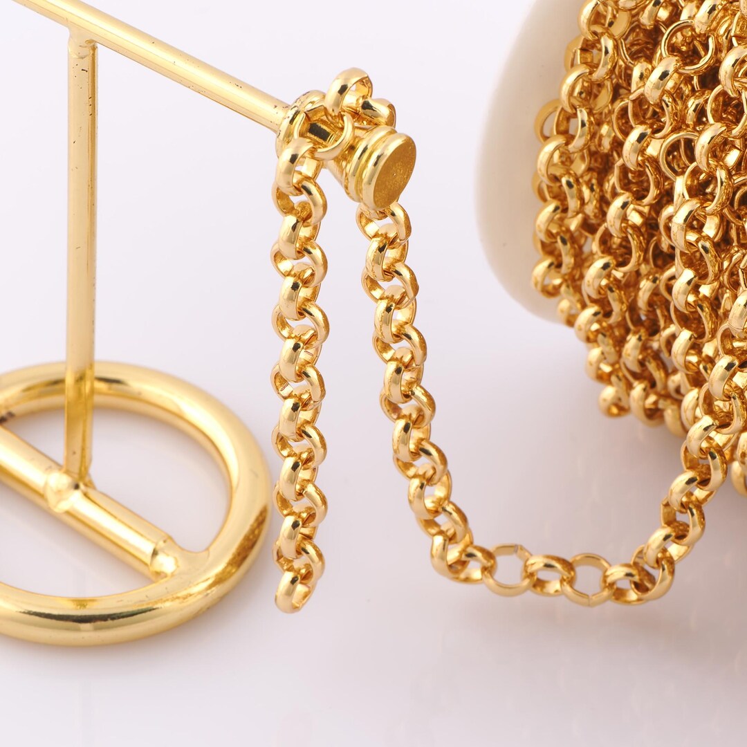1 Meter Gold Rolo Chain, 18K Gold Filled Semi Finished Chain, Specialty ...