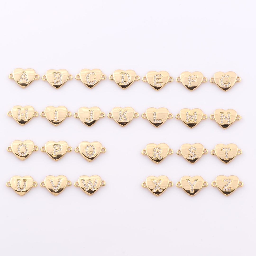 Gold CZ Alphabet Connector,18k Gold Filled Initial Connector,letters ...