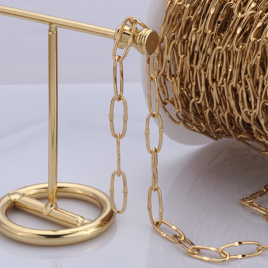 Gold Paper Clip Chain, 18K Gold Filled Semi Finished Chain, Specialty ...