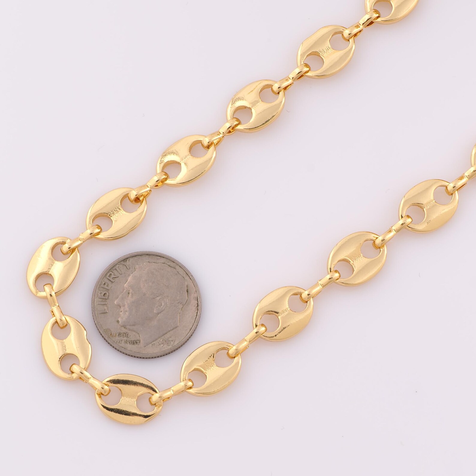 1 Meter Gold Pig Nose Chain, 18K Gold Filled Semi Finished Chain ...