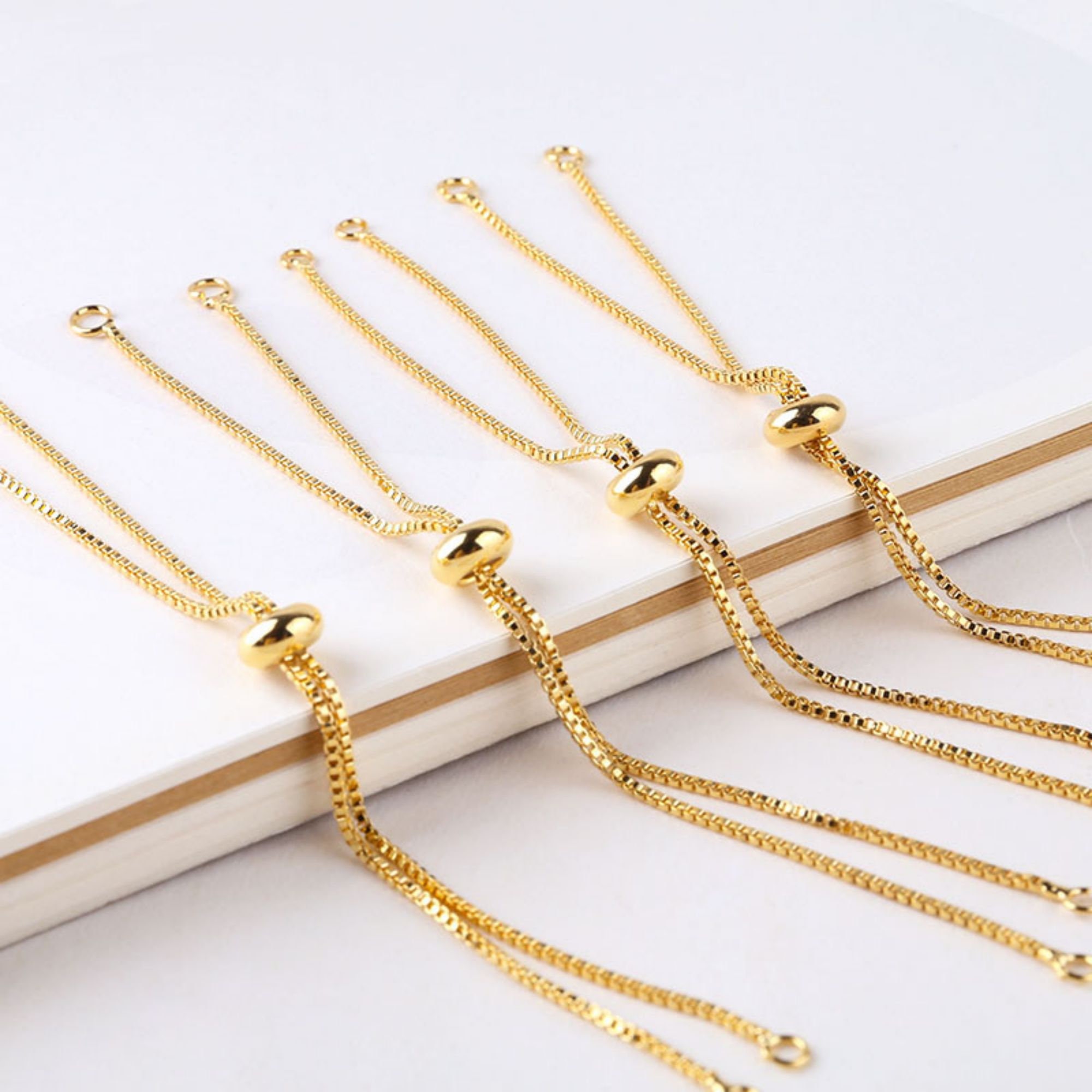 18K Gold Plated Adjustable Bead Box Chain,adjustable Bracelet,extension ...