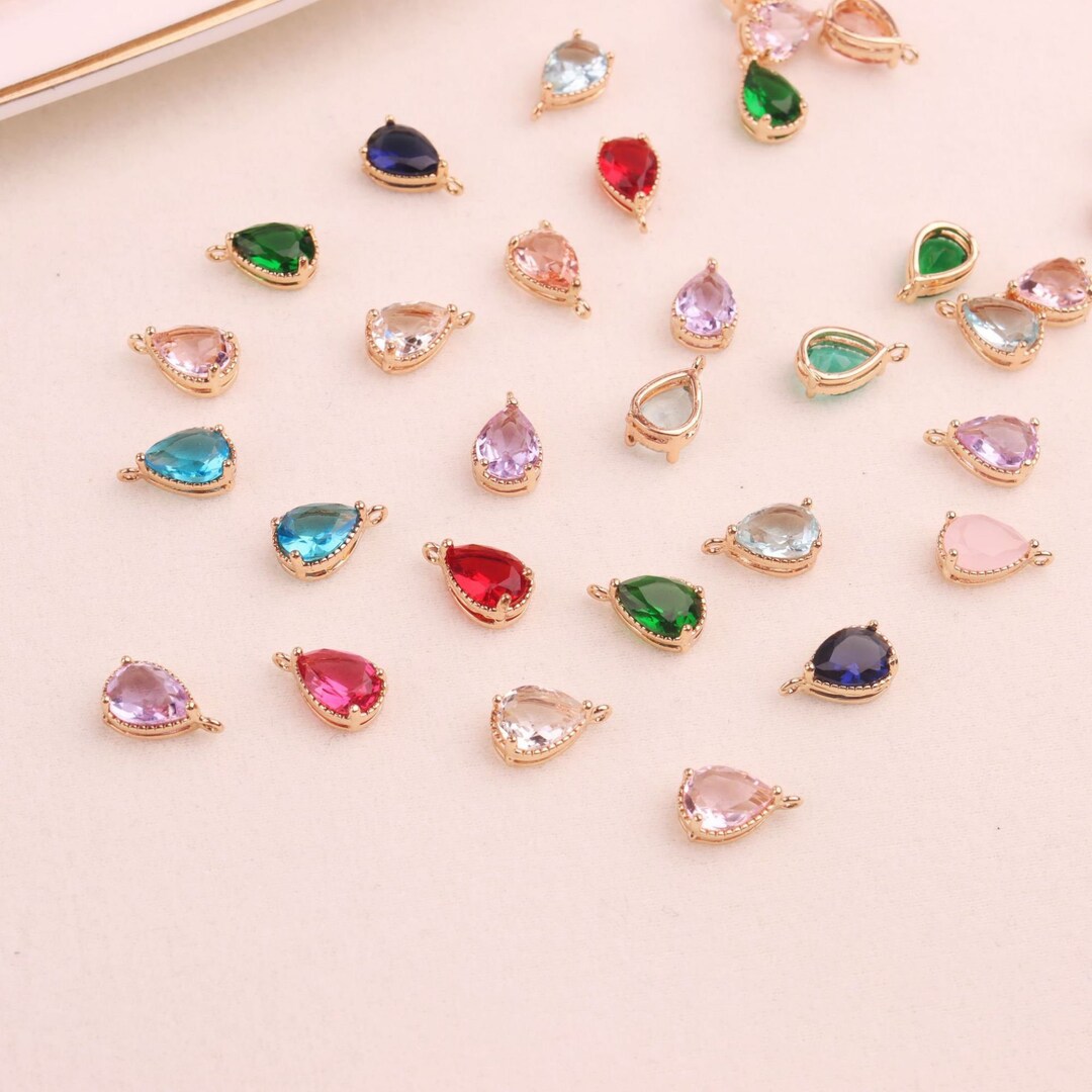 14K Gold Plated Teardrop Pendant,cz Micro Pave Drop Charm,teardrop ...