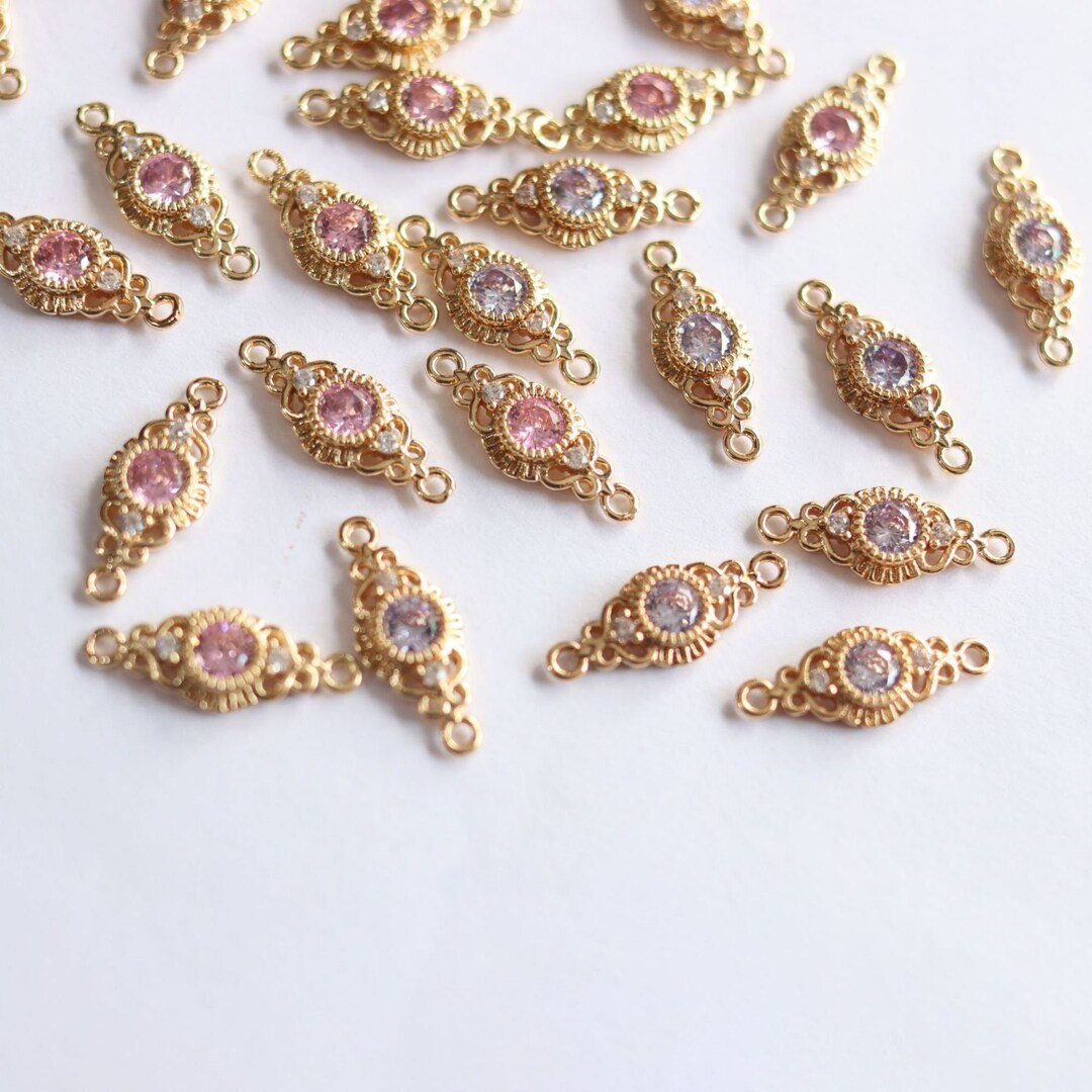 14K Gold Plated Horse Eye Connectors,micro Pave Crystal,cubic Zirconia ...