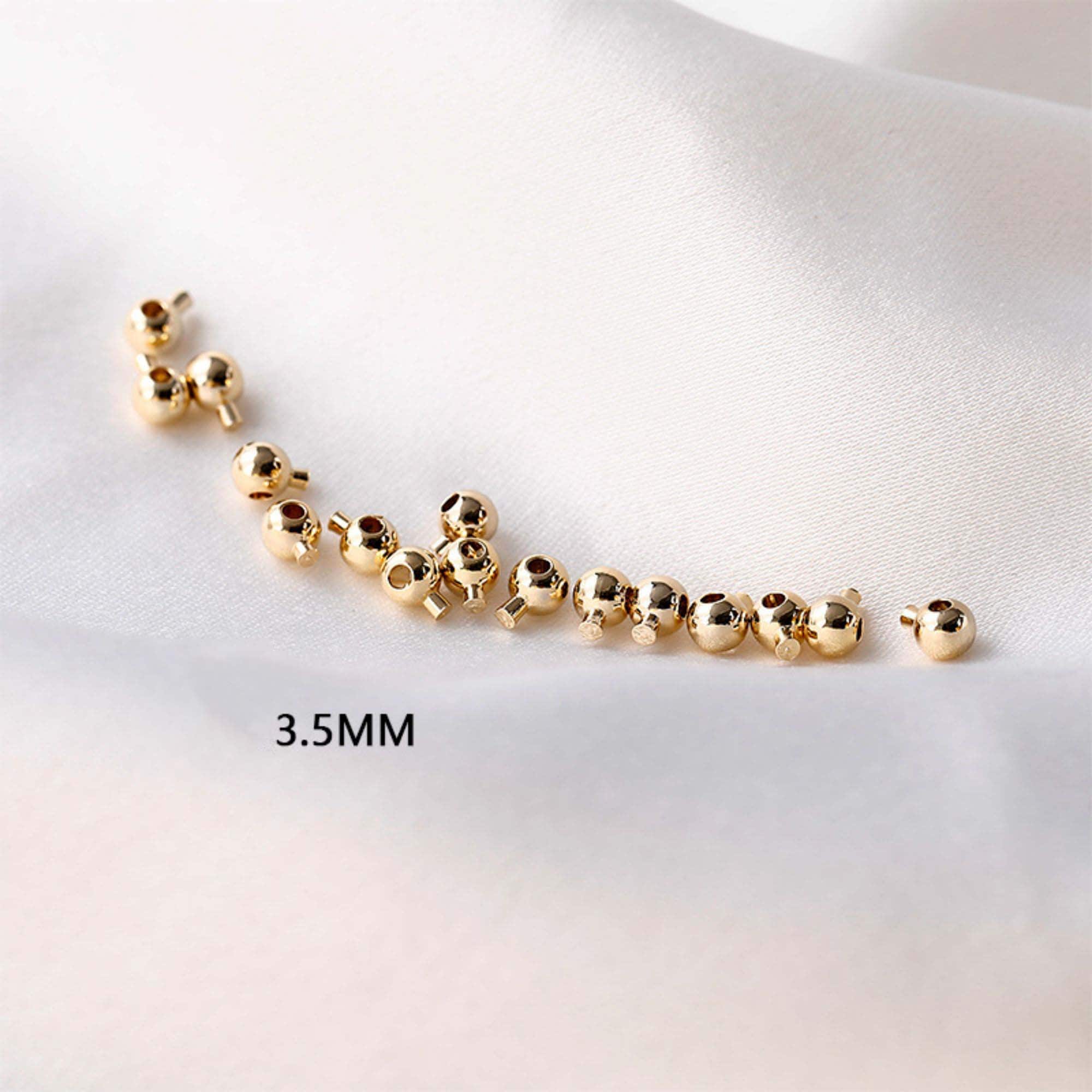 14K Gold Plated Crimp End Beads,round Crimp Beads,3.2/3.5mm,thin Crimp ...