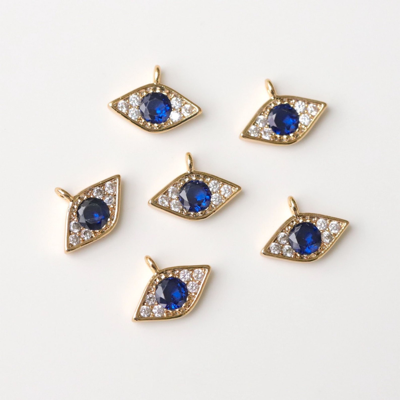 14K Gold Plated Evil Eye Charm,miniature CZ Pave Eye Charm,cubic Devil ...