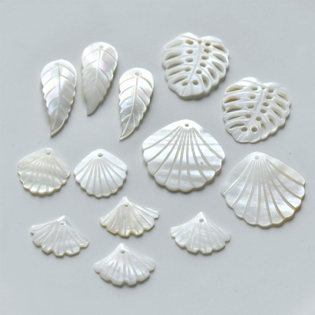 Shell Leaves Pendant, Shell Leaf Charm for Necklace and Earrings Making ...