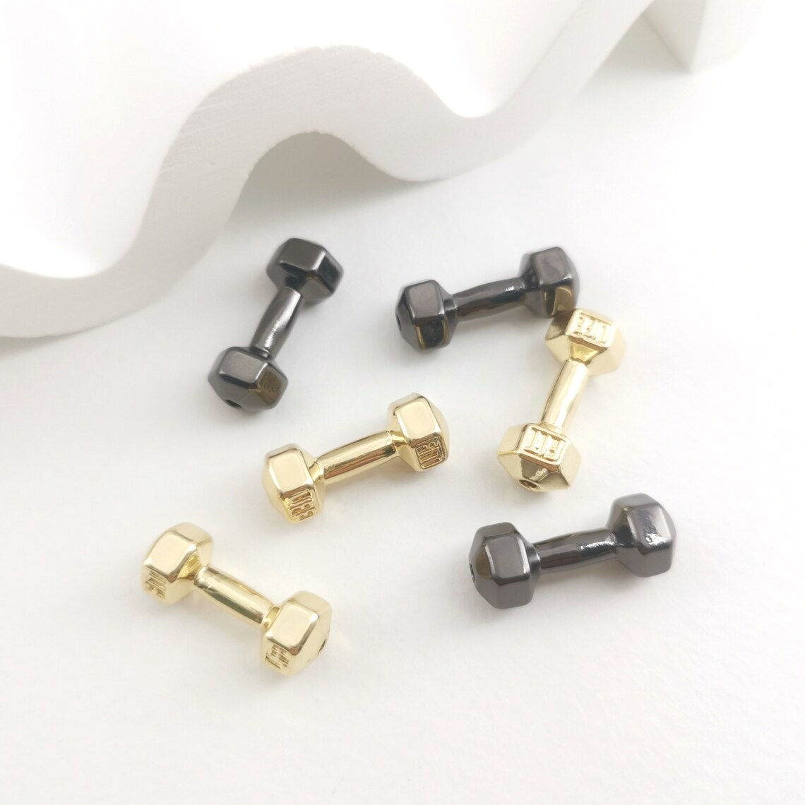 Everyday Sleek Barbell Charm,18k Gold Plated,barbell Pendant,dumeebll ...