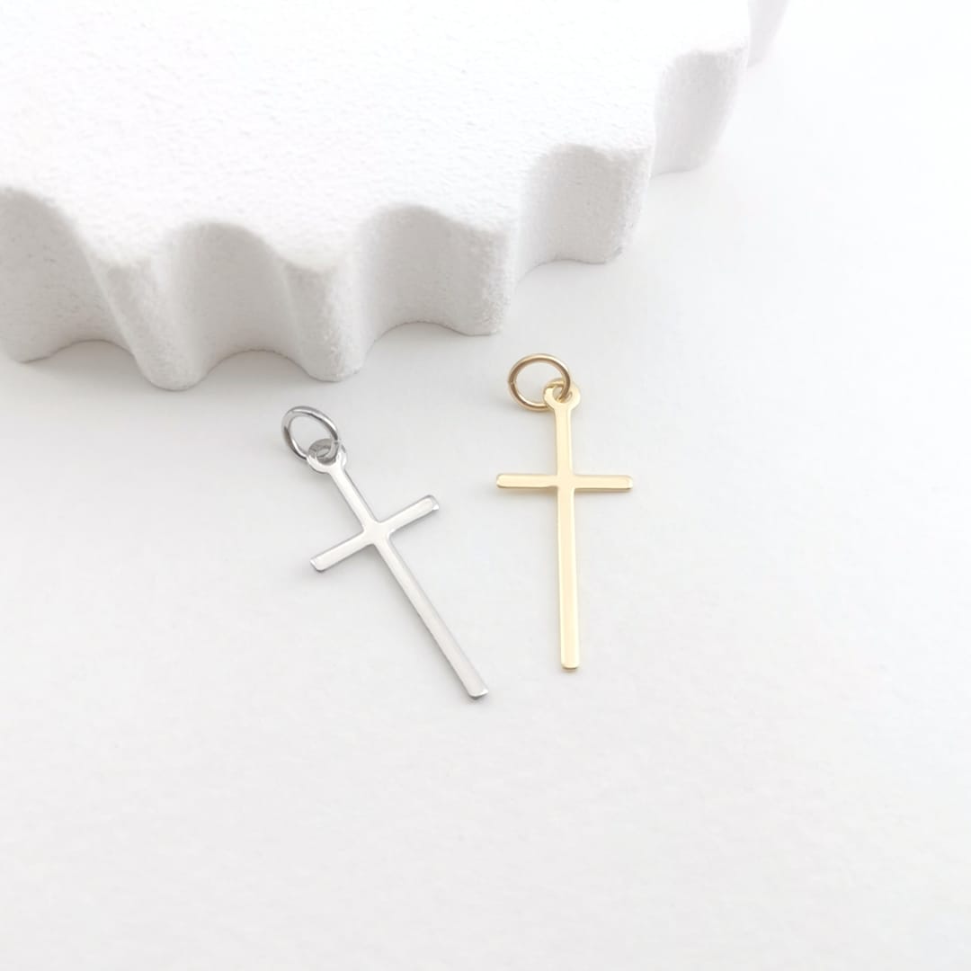 Dainty Elongated Cross Charms,18k Gold/silver Plated,sleek Cross ...