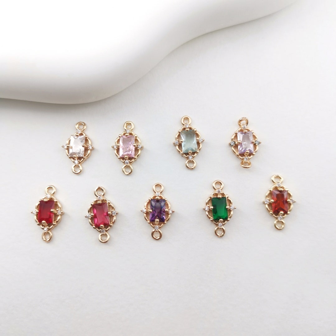 Lustrous Geometric Square Connector,14k Gold Plated,cubic Crystal ...
