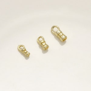 14K Gold Plated End Crimp Caps, Leather or Cord End Crimps, Chain ...