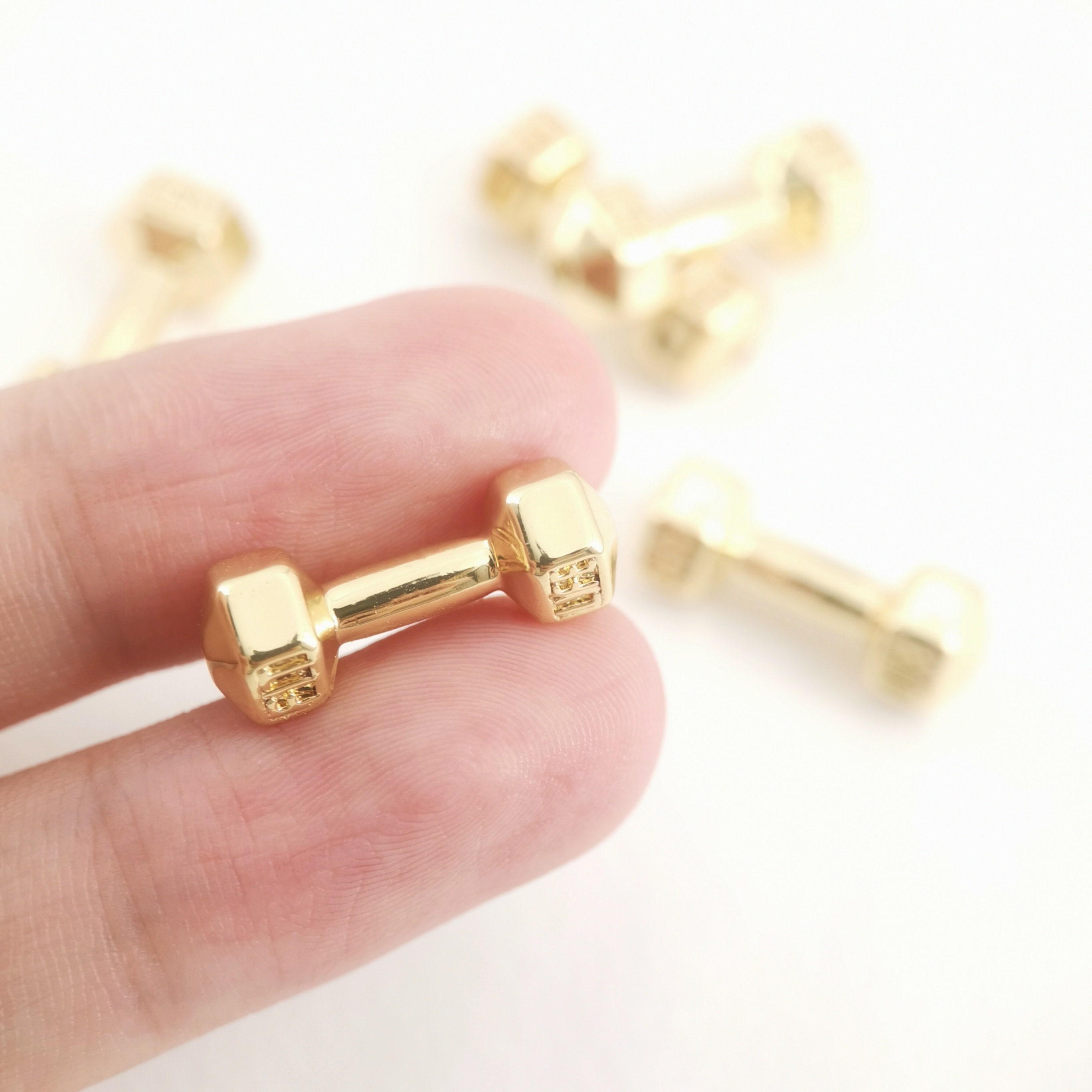 Everyday Sleek Barbell Charm,18k Gold Plated,barbell Pendant,dumeebll ...
