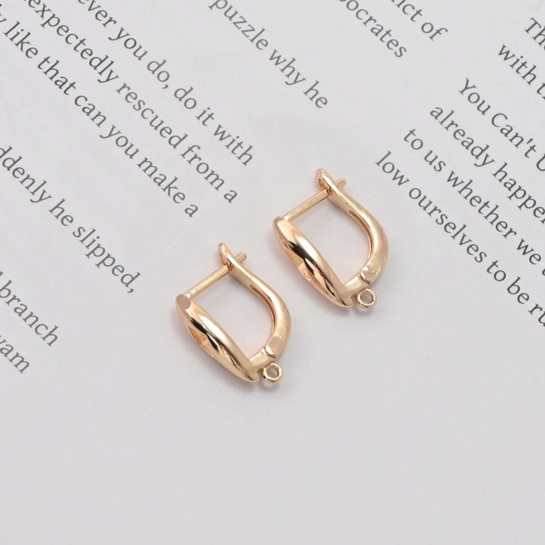 U Shape Hoop Earrings, Gold Plated Huggie Earring Hoop With Loop ...