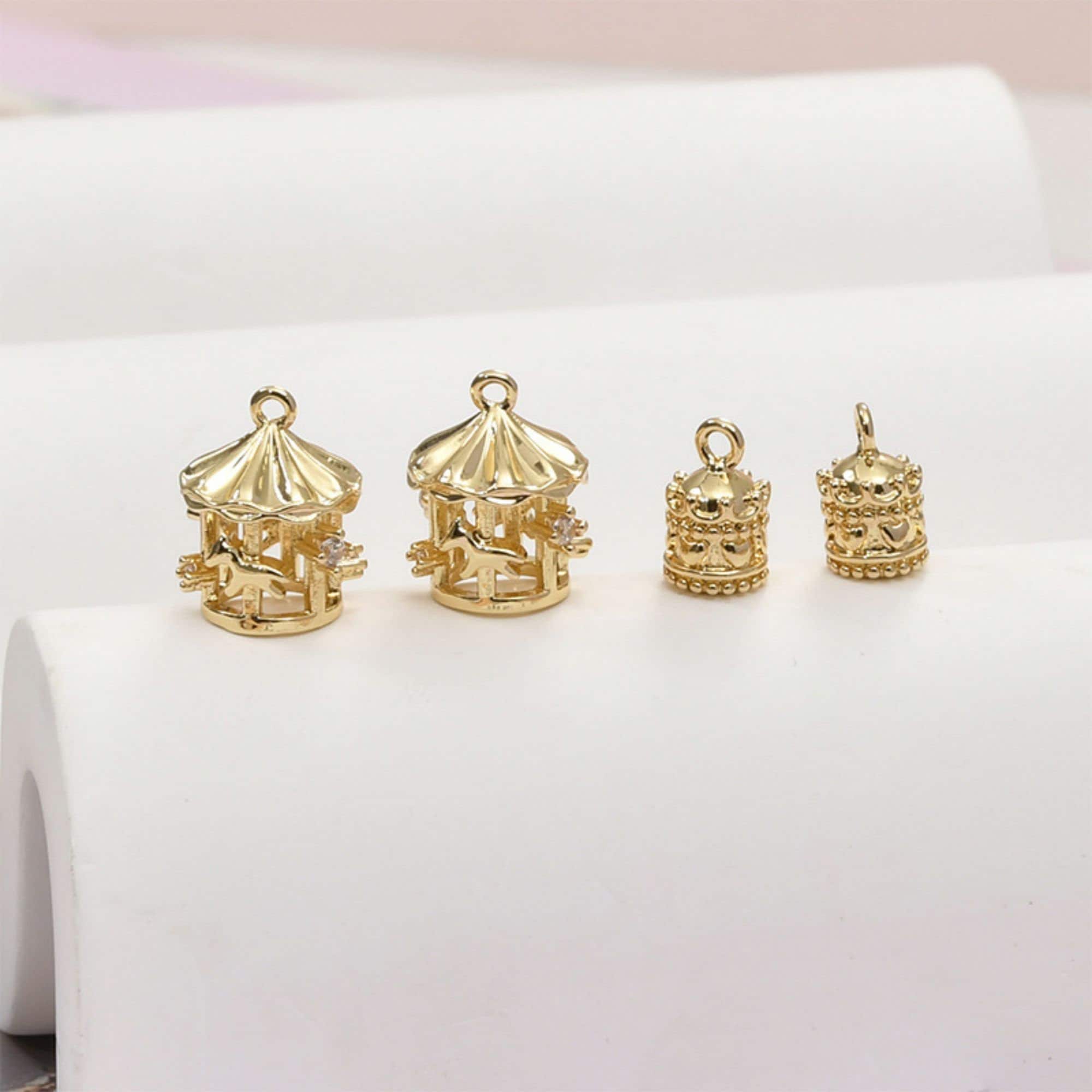 14K Gold Plated Carousel Octavo Pendant,amusement Park Facility Charm ...