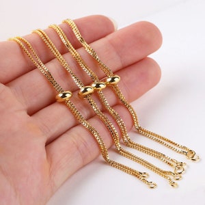 18K Gold Plated Adjustable Bead Box Chain,adjustable Bracelet,extension ...