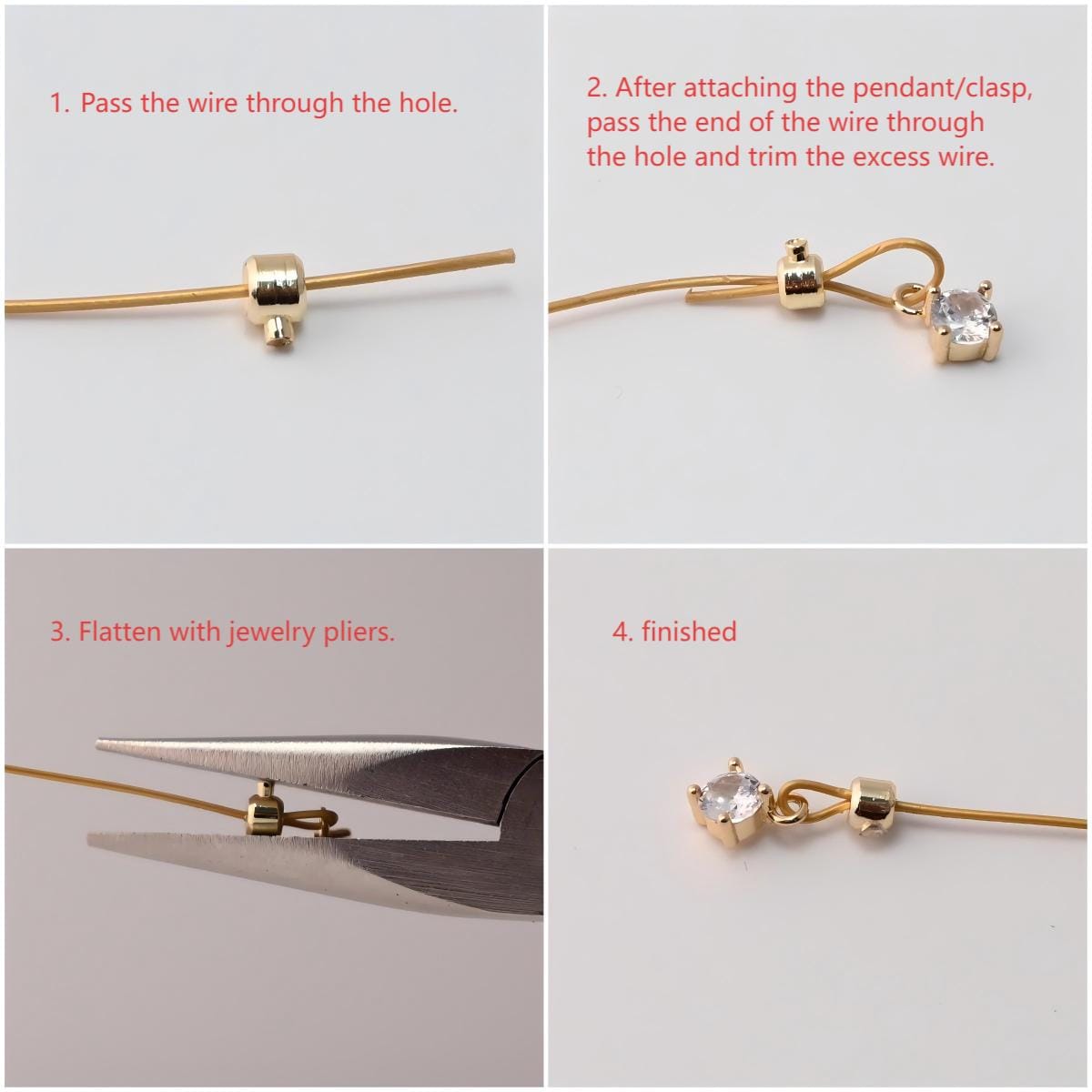 14K Gold Plated Crimp End Beads,round Crimp Beads,3.2/3.5mm,thin Crimp ...