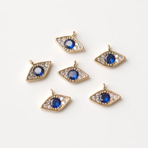 14K Gold Plated Evil Eye Charm,miniature CZ Pave Eye Charm,cubic Devil ...