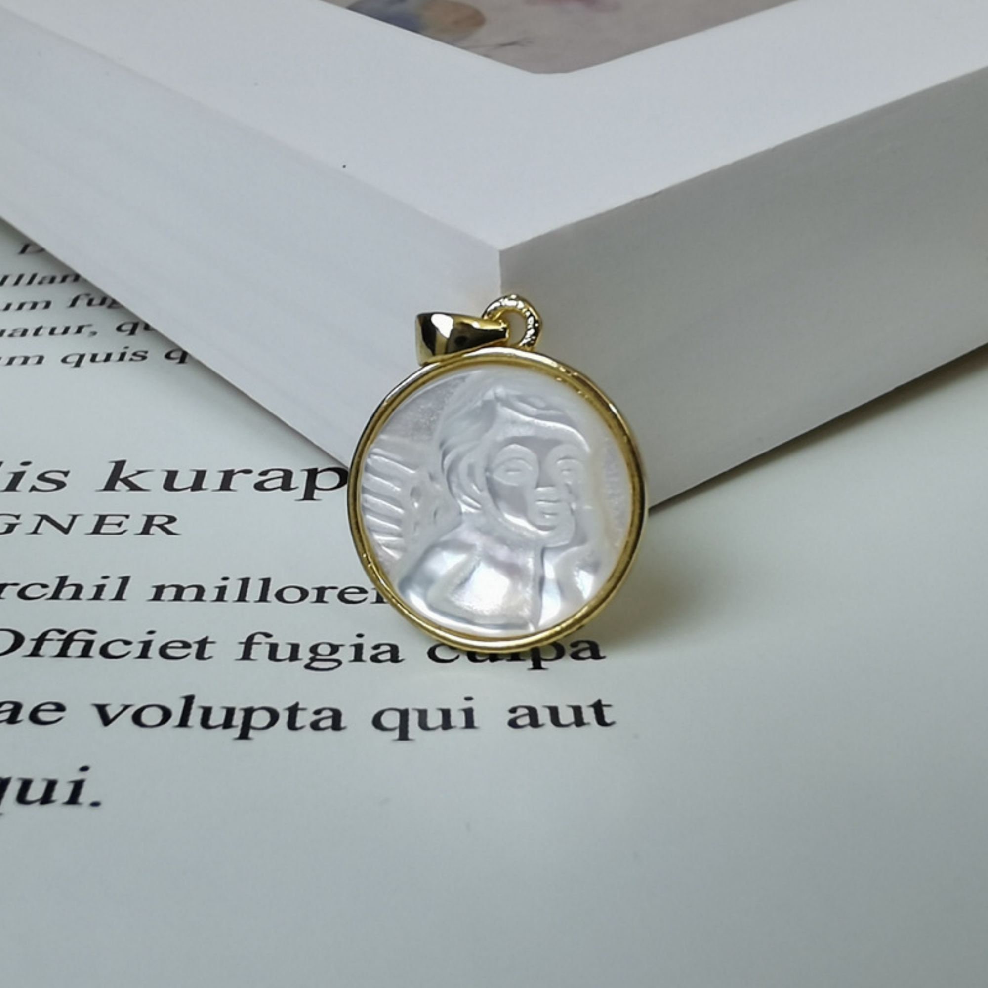 MOP Angel Pendant 18K Gold Brass Inlay Shell Angel Square - Etsy