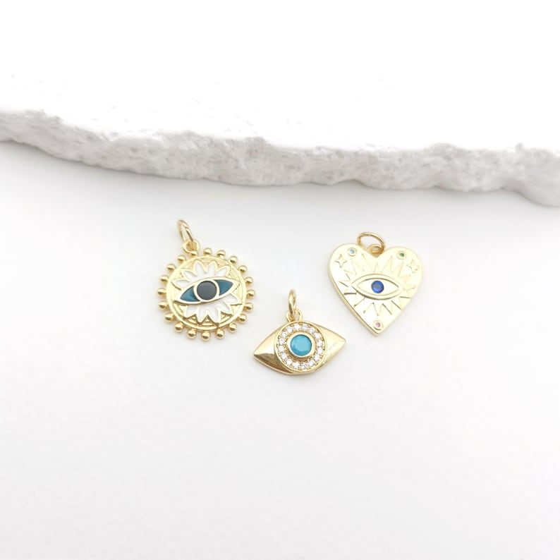 Enamel Evil Eye Collection Charm,18k Gold Plated,micro Devil's Eye ...