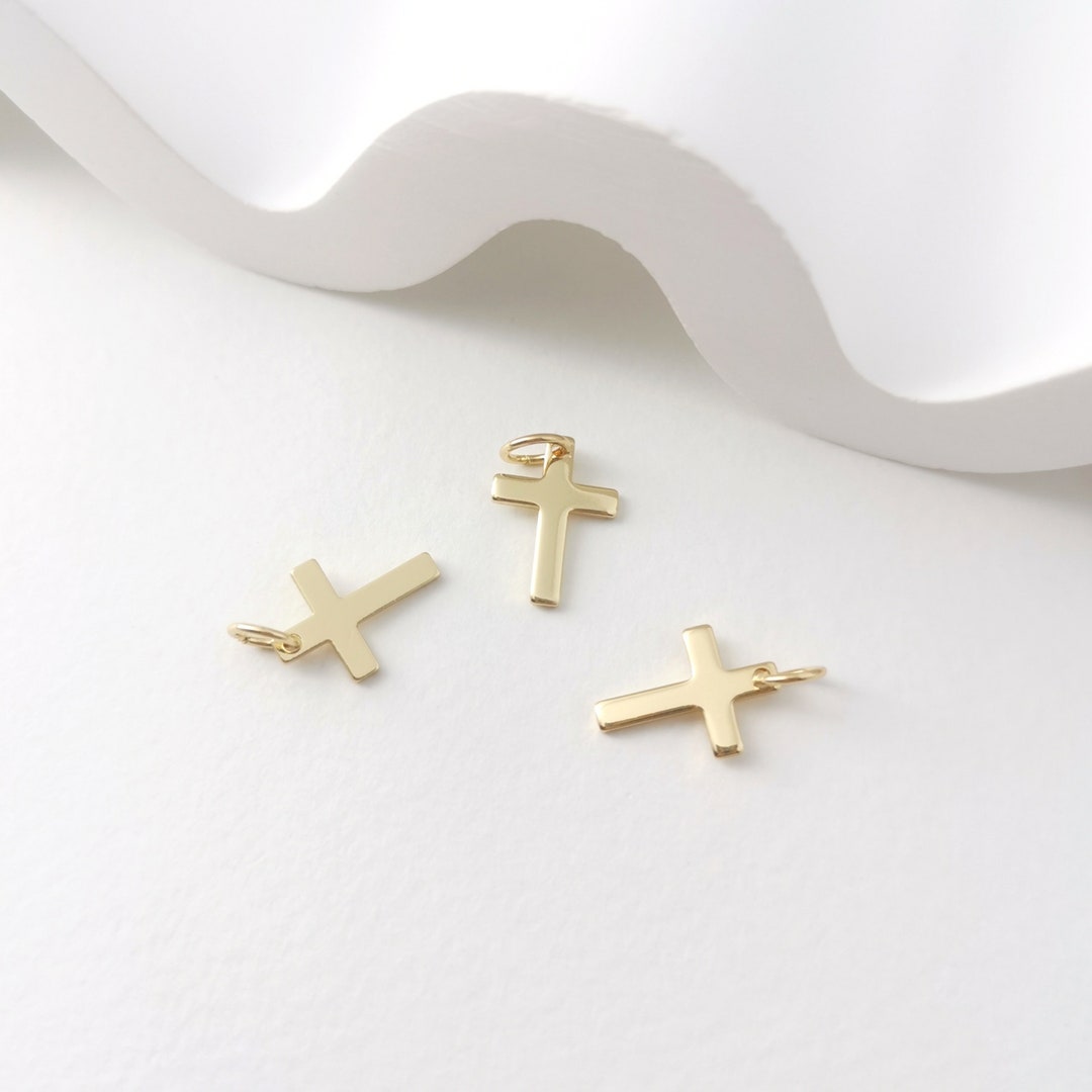 Sleek Petite Cross Charms,18k Gold Plated,small Cross Pendant,for ...