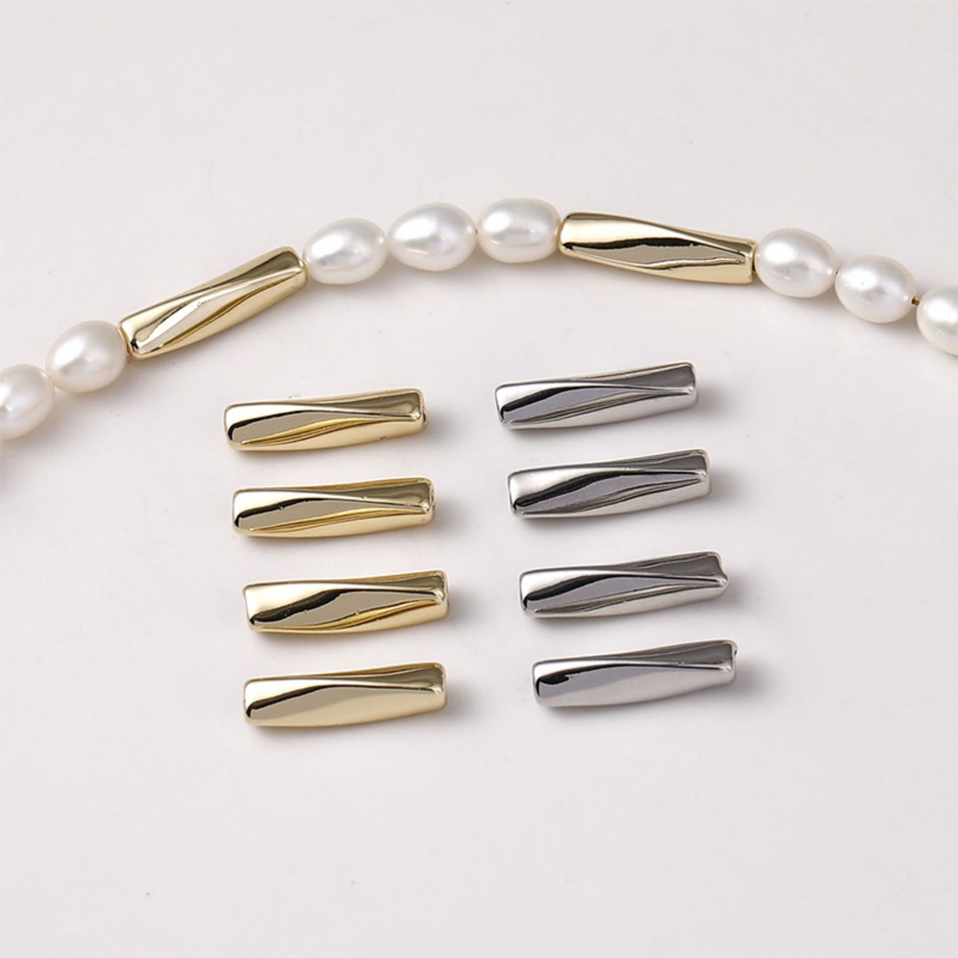14K Gold/silver Plated Beads,twisted Copper Tube Spacer Beads,for ...
