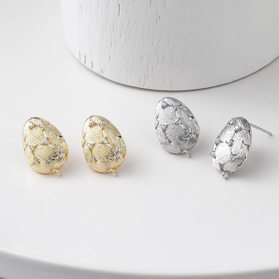 Textured CZ Pave Fat Teardrop Post Earring,gold Plated Stud Post With ...