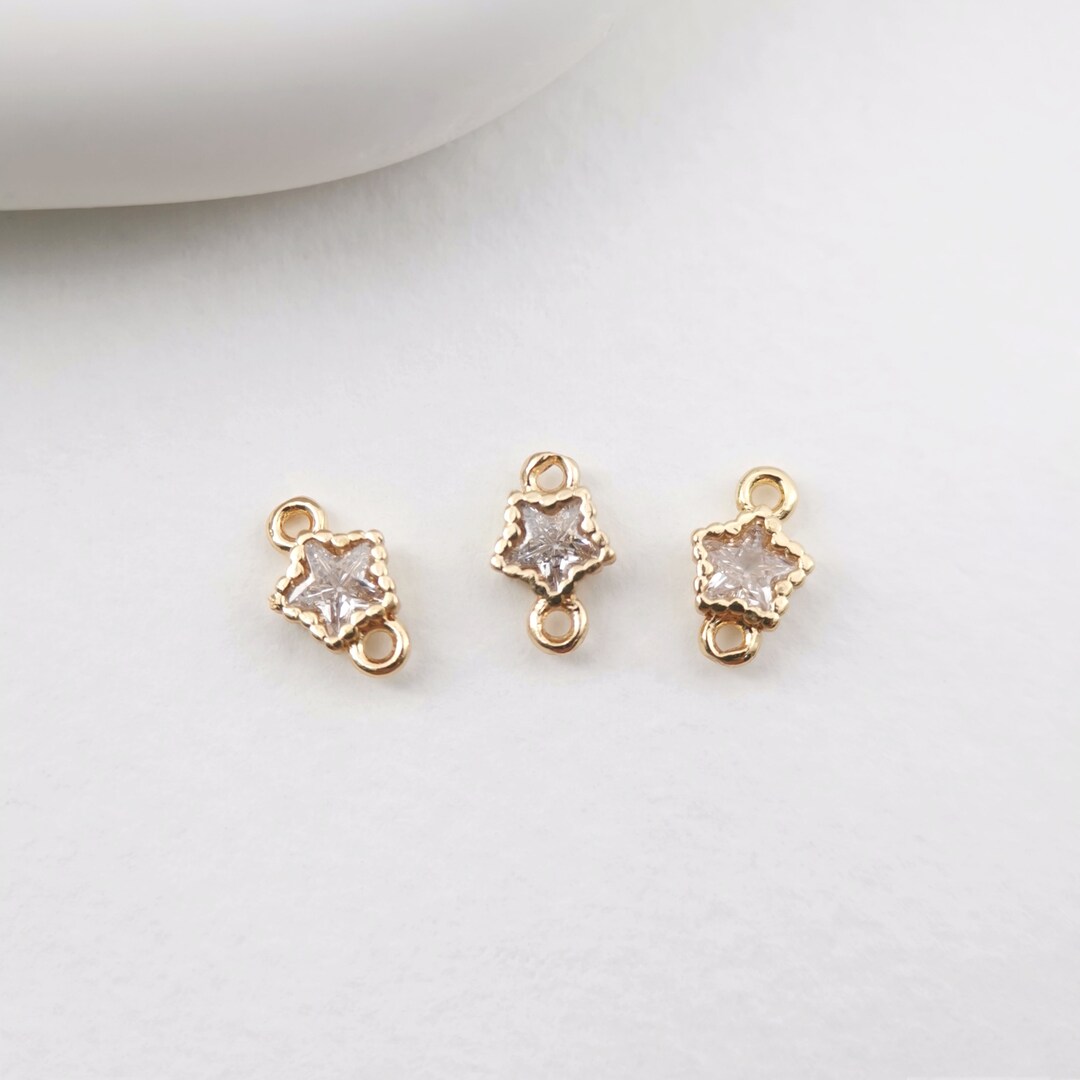 Minimalist Small Star Connector,14k Gold Plated,cubic Zircon Crystal ...