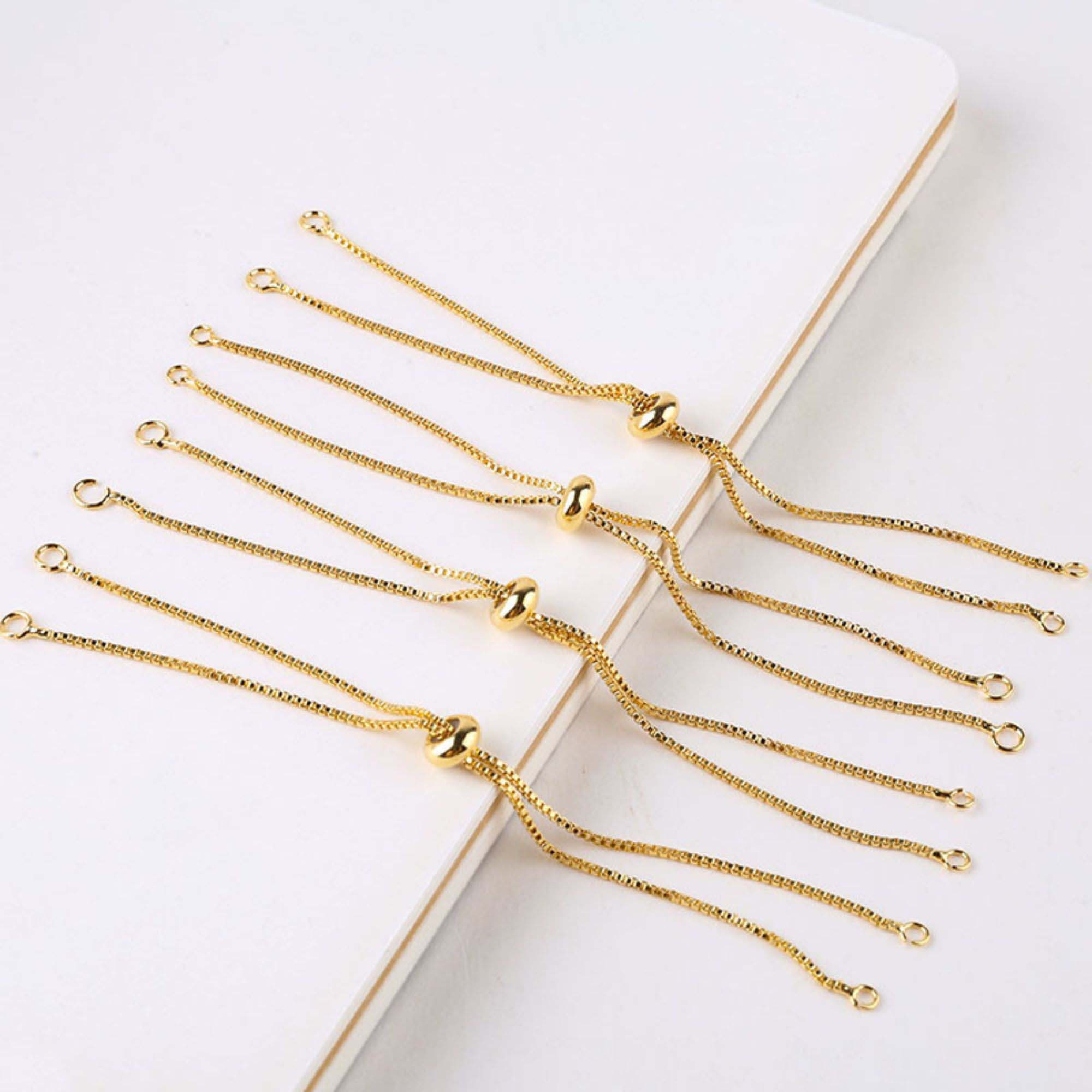 18K Gold Plated Adjustable Bead Box Chain,adjustable Bracelet,extension ...